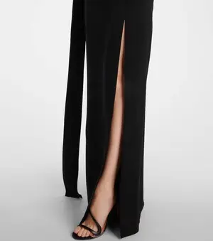 Solace London Irina Scarf-detail Crêpe Gown - Black