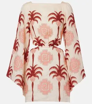 Johanna Ortiz Cutout Printed Linen Minidress - Multicoloured