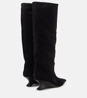 Paris Texas Suede Knee-high Boots - Black