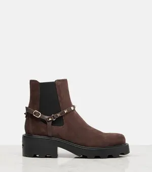 Valentino Garavani Rockstud Suede Chelsea Boots