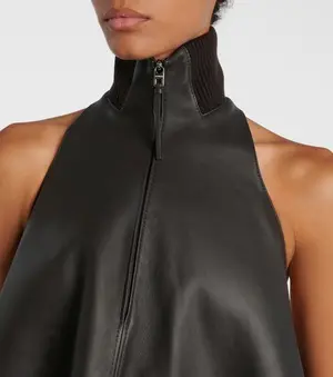 Jacquemus Triangle Leather Minidress - Brown
