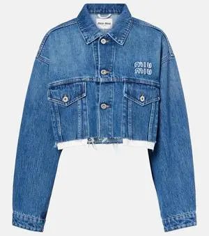 Miu Miu Cropped Denim Jacket - Blue