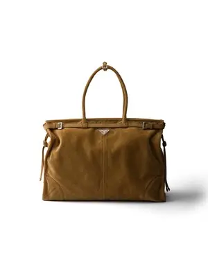 Prada Suede Tote Bag - Brown
