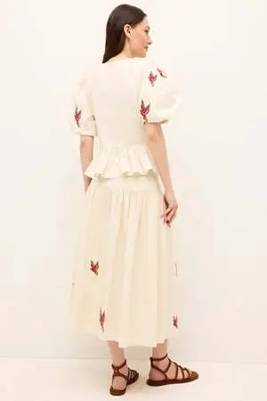 MARIE OLIVER Owens Embroidered Cotton Midi Skirt