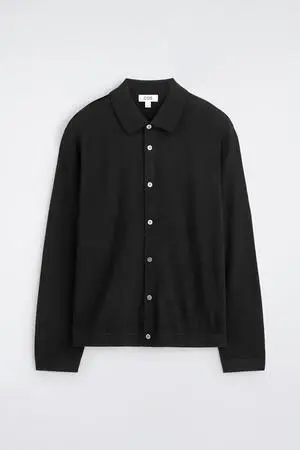 Cos Knitted Merino Wool Shirt - Black