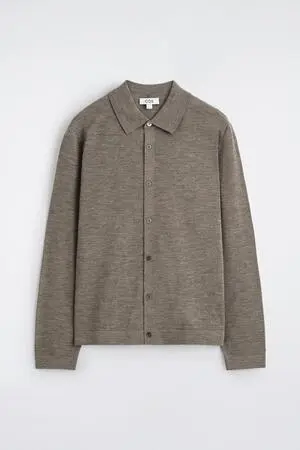 Cos Knitted Merino Wool Shirt - Brown