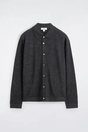 Cos Knitted Merino Wool Shirt - Gray