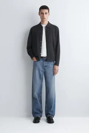 Cos Knitted Merino Wool Shirt - Gray