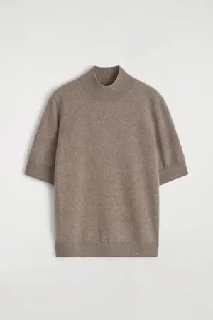 Cos Cashmere Mock-neck T-shirt - Beige