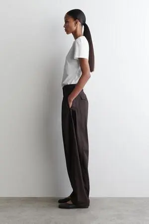 Cos Pleated Barrel-leg Trousers - Brown