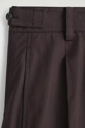 Cos Pleated Cotton Barrel-leg Trousers - Brown