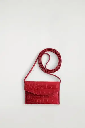 Cos Croc-effect Leather Cardholder - Red
