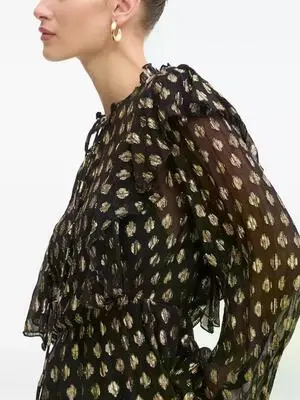 NEVER FULLY DRESSED Geometric-print Ruffled Blouse