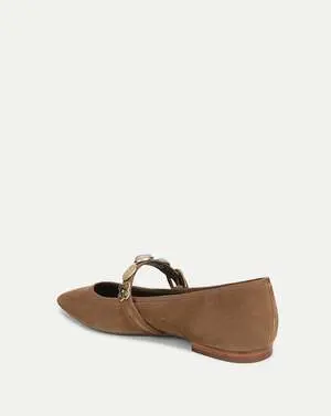 Veronica Beard Selene Embellished Flat - Chestnut