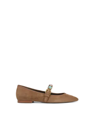 Veronica Beard Selene Embellished Flat - Chestnut