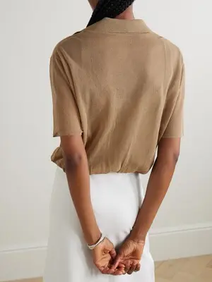 Max Mara Vespa Cropped Cotton-blend Polo Shirt