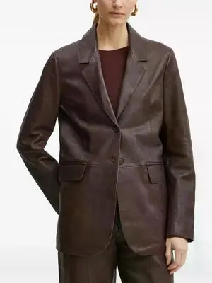 FORTE_FORTE Leather Single-breasted Blazer