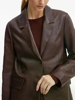 FORTE_FORTE Leather Single-breasted Blazer