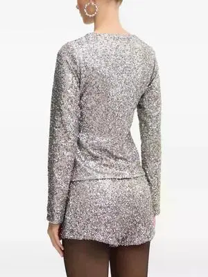 NEVER FULLY DRESSED Sequin-embellished Button-down Top