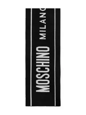 Moschino Logo-detail Wool Scarf - Black