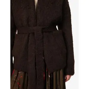 UMA WANG Bushed Belted Stretch-wool Cardigan