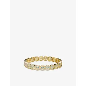 LISA GOZLAN Pavé Happy Face Bracelet - Yellow Gold / Aqua