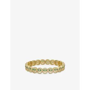 LISA GOZLAN The Pavé The Happy Face Bracelet - Yellow Gold / Green