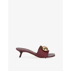 Loewe Pebble 45 Heeled Leather Slides - Wine