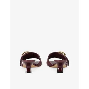 Loewe Pebble 45 Heeled Leather Slides - Wine