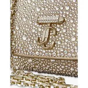 JIMMY CHOO Curve Rhinestone-embellished Suede Cross Body Bag - Gold/crystal/shiny