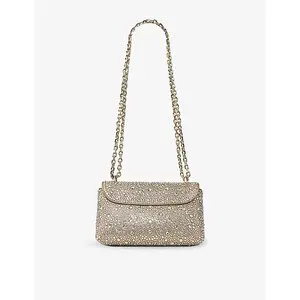 JIMMY CHOO Curve Rhinestone-embellished Suede Cross Body Bag - Gold/crystal/shiny