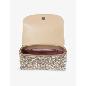 JIMMY CHOO Curve Rhinestone-embellished Suede Cross Body Bag - Gold/crystal/shiny
