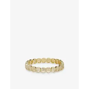 LISA GOZLAN Pavé Happy Face Cubic Zirconia Bracelet - Yellow Gold / White