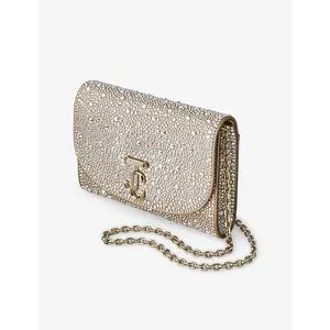 JIMMY CHOO Curve Rhinestone-embellished Clutch - Gold/crystal/shiny
