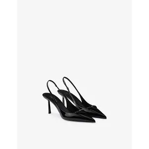 Prada Patent-leather Slingback Courts With Triangle Logo - Black