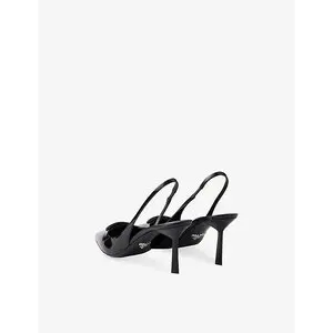 Prada Patent-leather Slingback Courts With Triangle Logo - Black