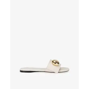 Loewe Pebble Flat Leather Slides - Cream