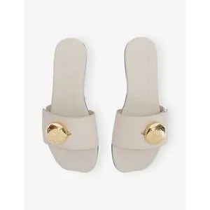 Loewe Pebble Flat Leather Slides - Cream