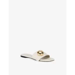 Loewe Pebble Flat Leather Slides - Cream