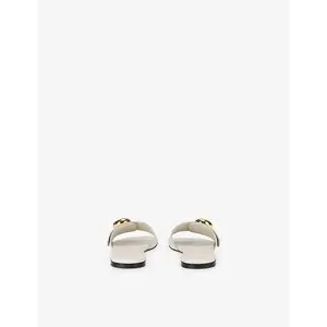 Loewe Pebble Flat Leather Slides - Cream