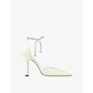 JIMMY CHOO Stevie 100 Patent Leather Heels - Latte