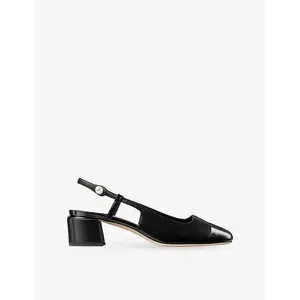 JIMMY CHOO Elisa 45 Leather And Patent-leather Slingback Courts - Black/black