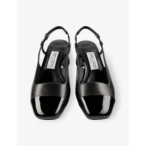 JIMMY CHOO Elisa 45 Leather And Patent-leather Slingback Courts - Black/black