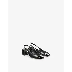 JIMMY CHOO Elisa 45 Leather And Patent-leather Slingback Courts - Black/black