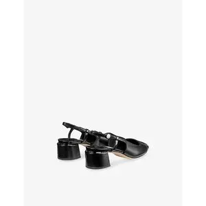 JIMMY CHOO Elisa 45 Leather And Patent-leather Slingback Courts - Black/black