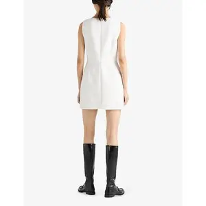 Prada Natté Bow-embroidered Virgin Wool Mini Dress