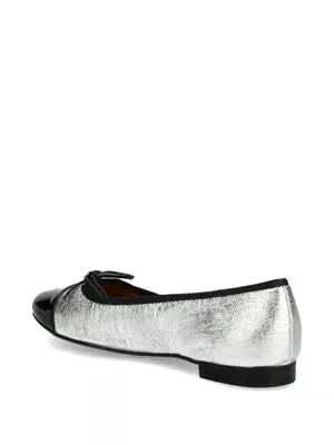 BILLI BI Metallic Bow Ballet Flats - Silver