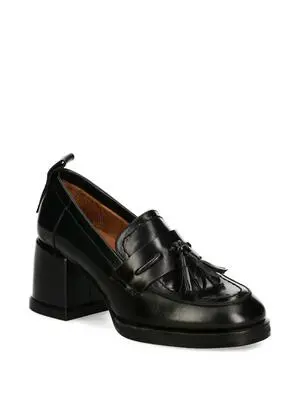 BILLI BI Leather Tassel Detail Block Heel Pumps