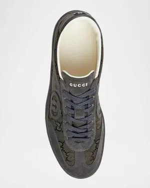 Gucci G74 Canvas And Suede Sneakers - Grey