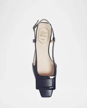ROGER VIVIER Belle Vivier Leather Slingback Pumps - Blu Chiaro
